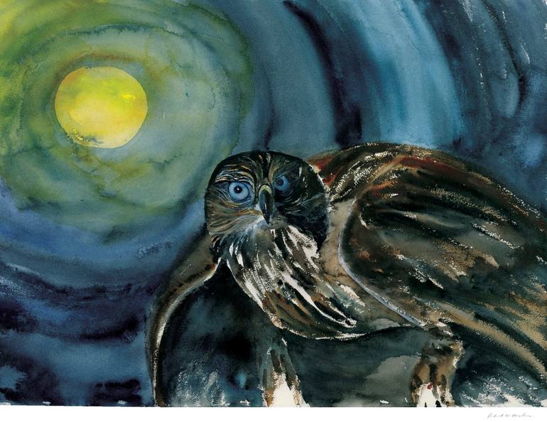 Blue Eyes Night Hawk Painting by Roderick MacIver | Saatchi Art