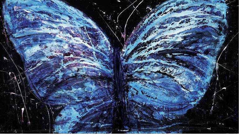 Butterfly Blue Painting by Roderick MacIver | Saatchi Art