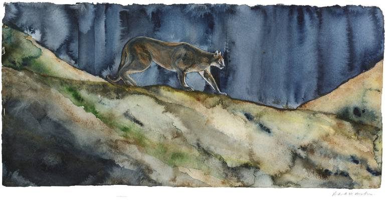 Cougar Almost Home Painting by Roderick MacIver | Saatchi Art