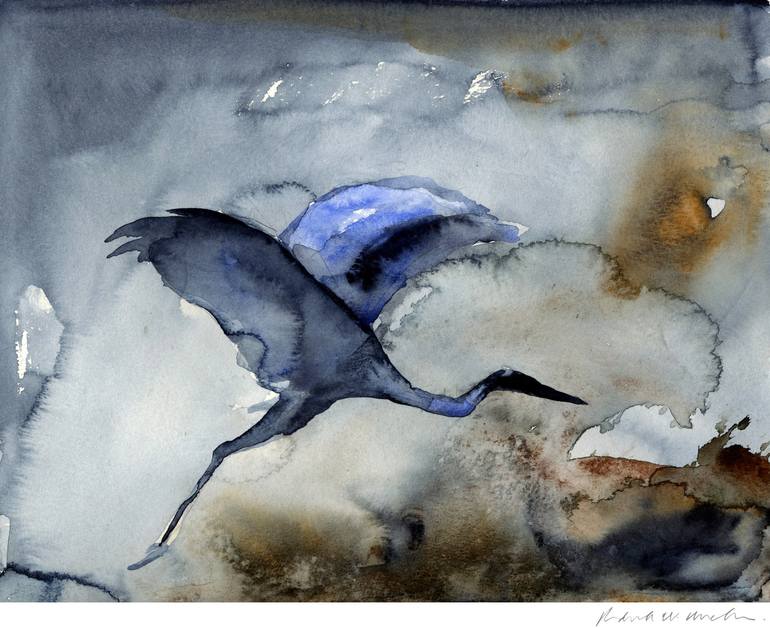 Heron Leaving Sketch Painting by Roderick MacIver | Saatchi Art