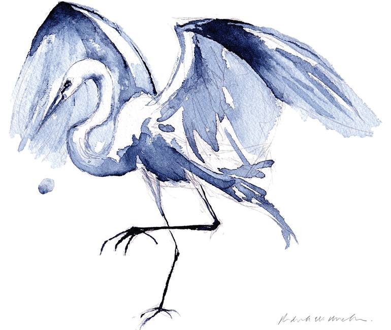 Heron Strut Sketch Painting by Roderick MacIver | Saatchi Art