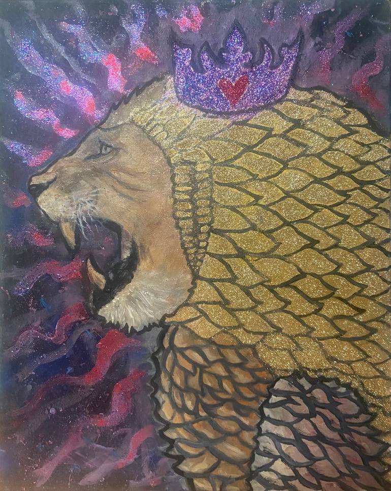 Assyrian Lion Painting by Paul Vandish | Saatchi Art