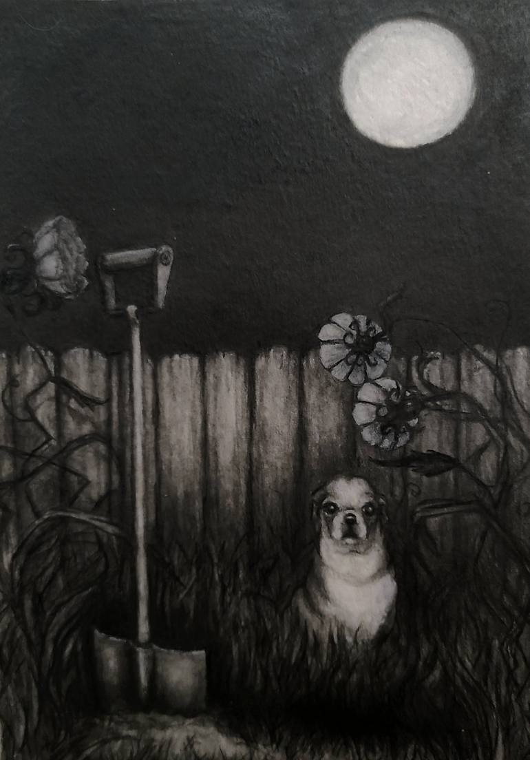 Dog with Threatening Aura Drawing by Lisa Schweigert | Saatchi Art