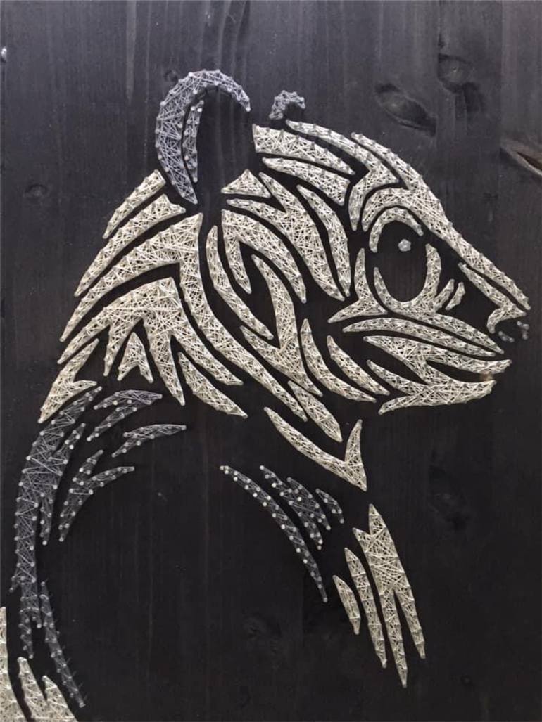 stringart Moon & Panda Sculpture by Deyan Petrov | Saatchi Art