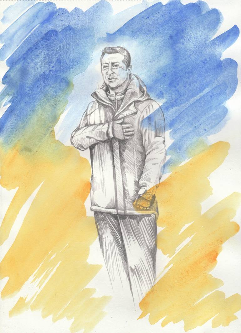 Volodymyr Zelensky Painting by Ninoshka Dias | Saatchi Art