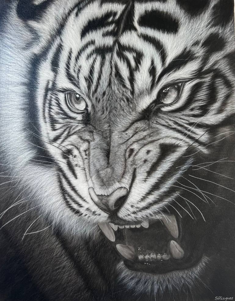 Unleashing the Roar Within Drawing by Szilvia Vazquez | Saatchi Art