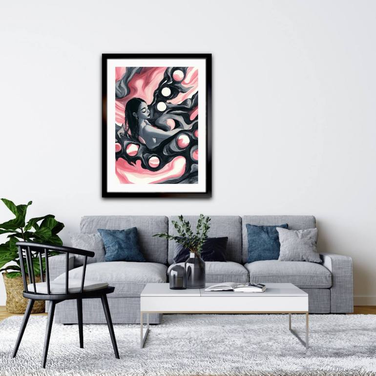 Serenity in Motion: Abstract Portrait of a Contemplative Woman Digital ...