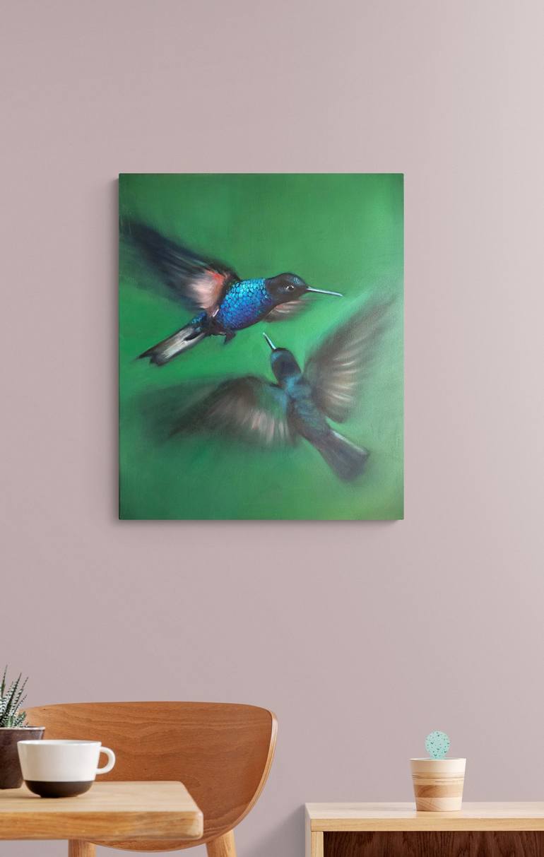 The Dance of Hummingbirds Painting by Mariia Baskal | Saatchi Art