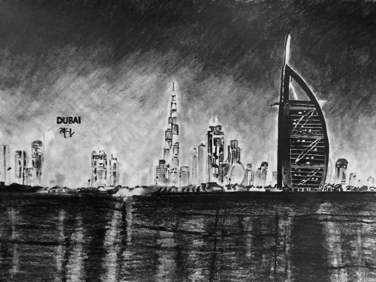 Dubai Drawing by Asna Fowmy | Saatchi Art