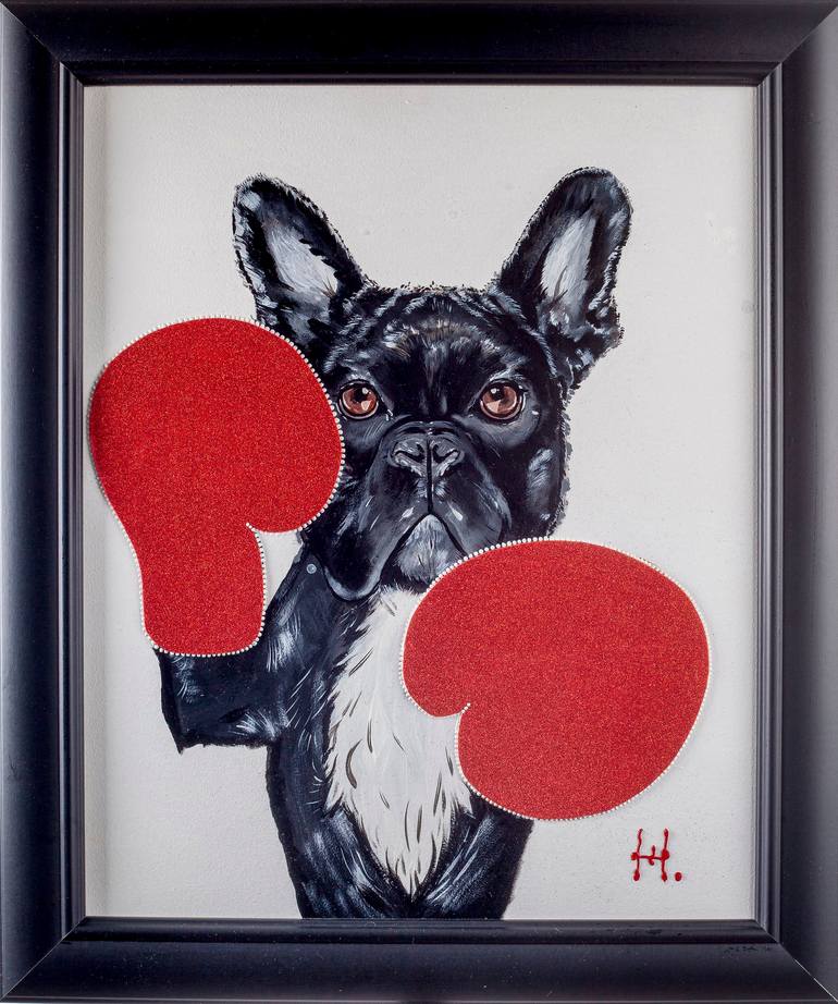 Dog boxing Painting by Darya Zhminko | Saatchi Art