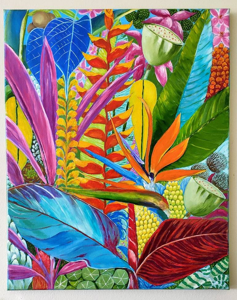 Tropical Flowers Painting by Victoria Bogdan | Saatchi Art