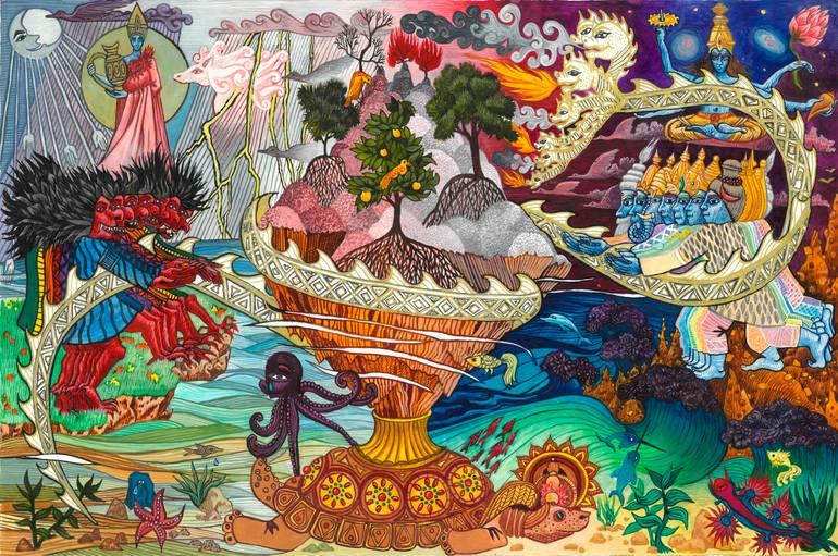 ocean churning.Indian classical mythology Painting by olyasDreams art ...