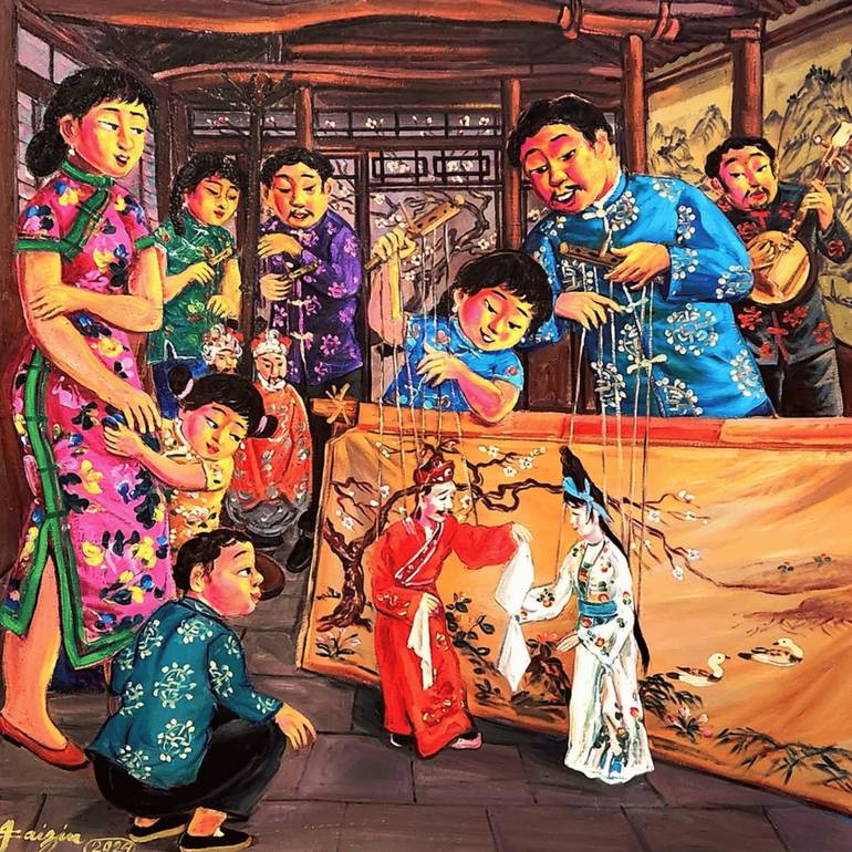 Fun Family Painting by Bagya Art Gallery | Saatchi Art