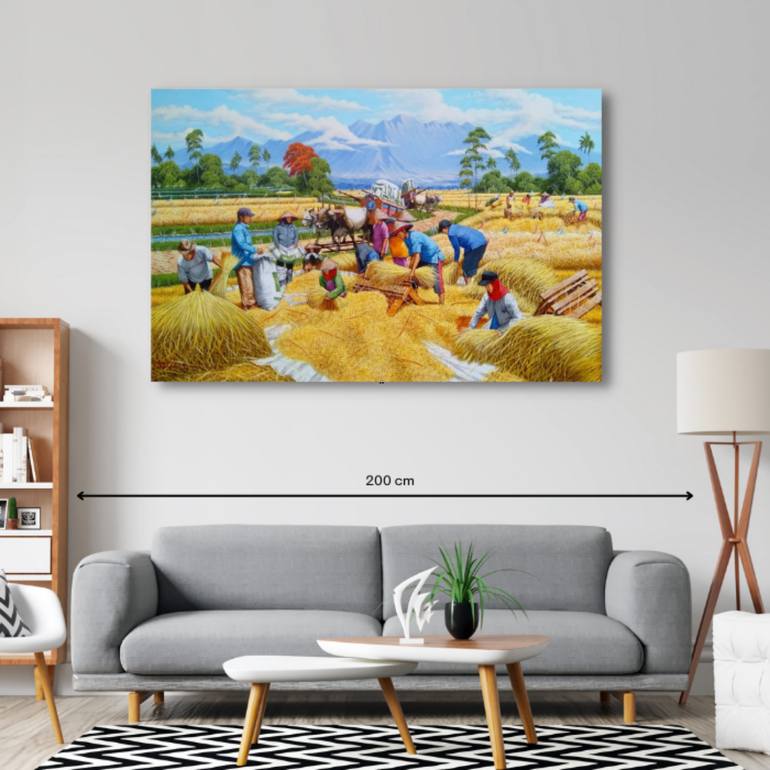 Rice Harvest Painting by Bagya Art Gallery | Saatchi Art