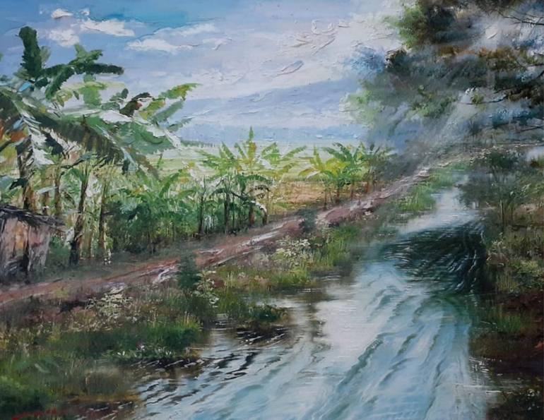 Crystal Clear River Painting by Bagya Art Gallery | Saatchi Art