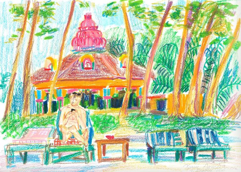 Ajoba Temple, Tiracol GOA India Querim Drawing by Masha Neverova ...