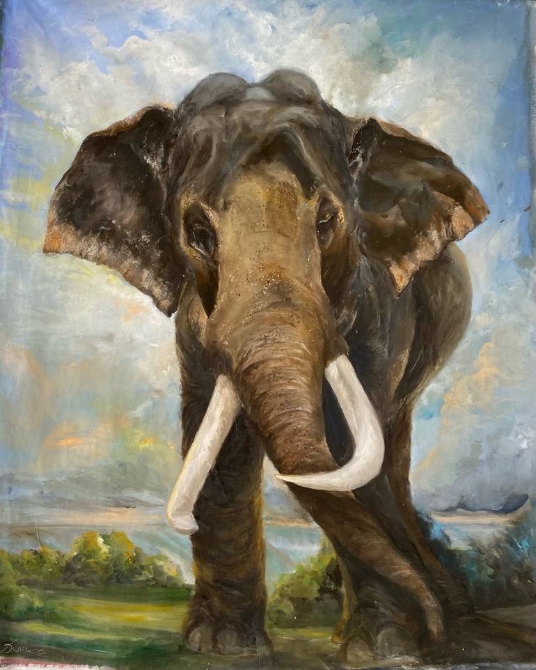 The Tusker Painting by Dulika Silva | Saatchi Art