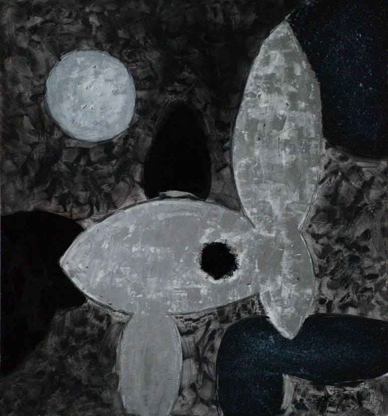 Rabbit Who Went to the Moon Painting by Alma Palma | Saatchi Art