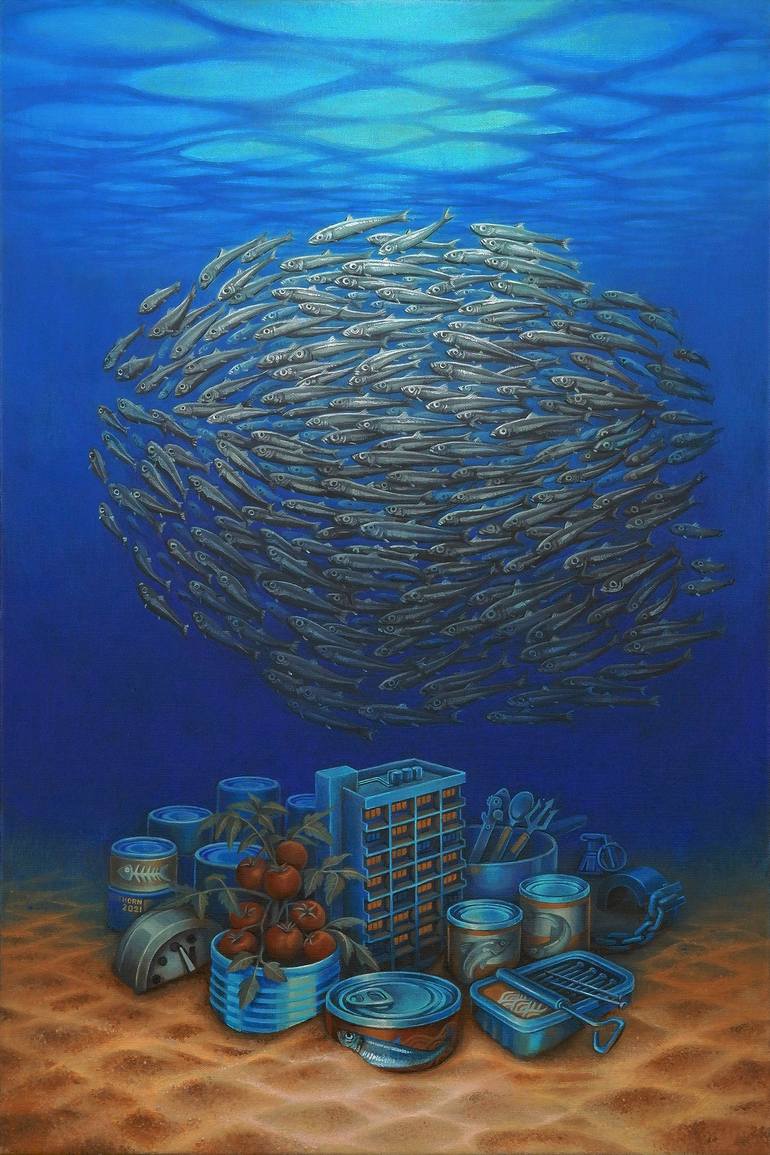 Animalia 02 -Clupeids Painting by Sithorn Timtatong | Saatchi Art