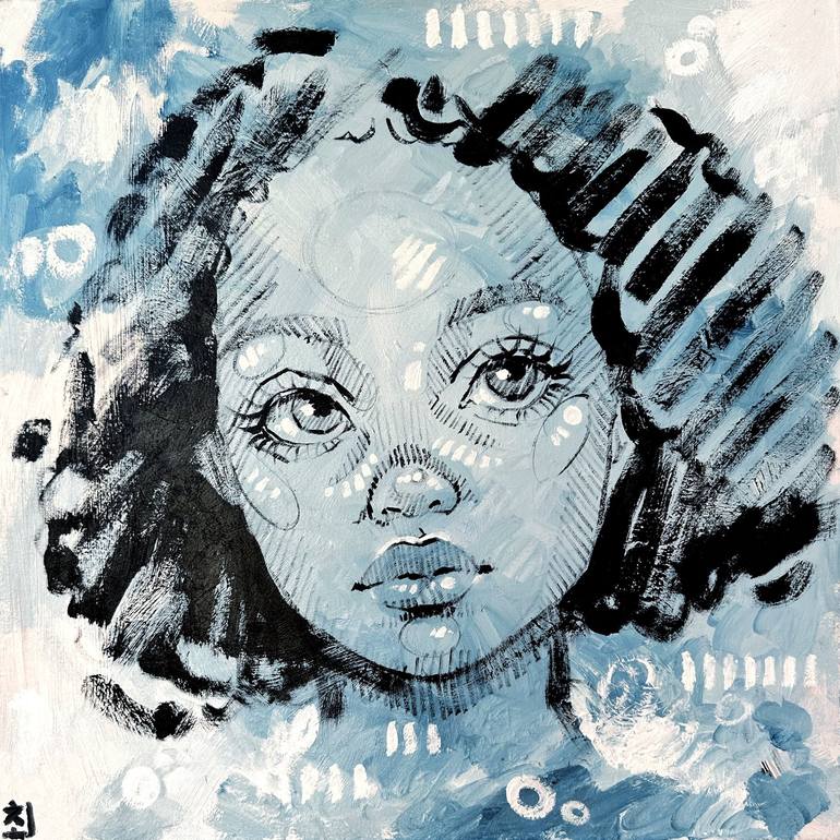 BLUE GIRL Painting by Marina Ogai | Saatchi Art
