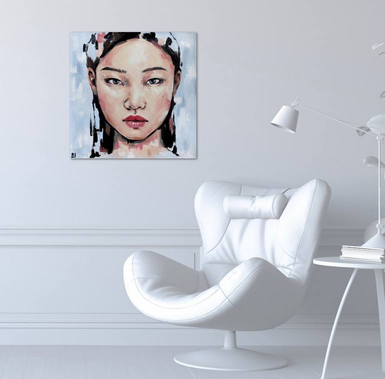 Asian woman portrait Painting by Marina Ogai | Saatchi Art