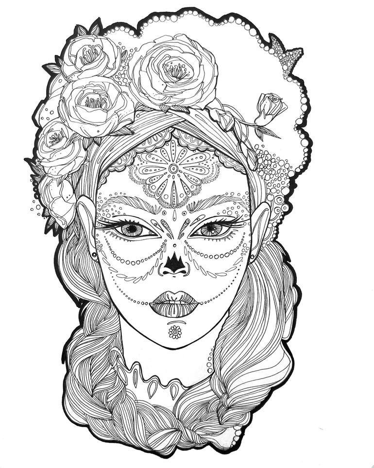 Mexicana Drawing by Veronika Teslitskaia | Saatchi Art
