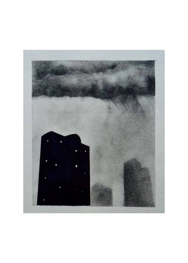 ‘Tower Blocks in Rain’ Drawing by David Davies (uk) | Saatchi Art
