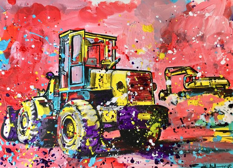 Bulldozer Painting by Soraya YOUSSOF | Saatchi Art
