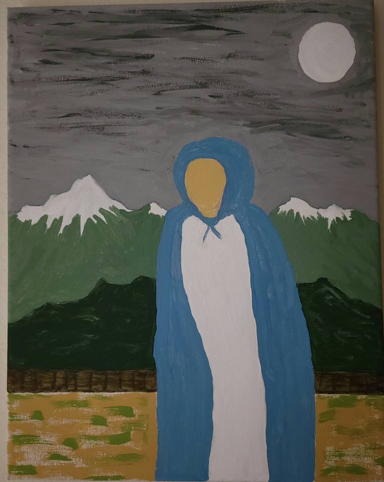 Blue Caped Woman Painting by C G | Saatchi Art