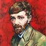 Portrait of DH Lawrence Painting by Emily Pluckrose | Saatchi Art