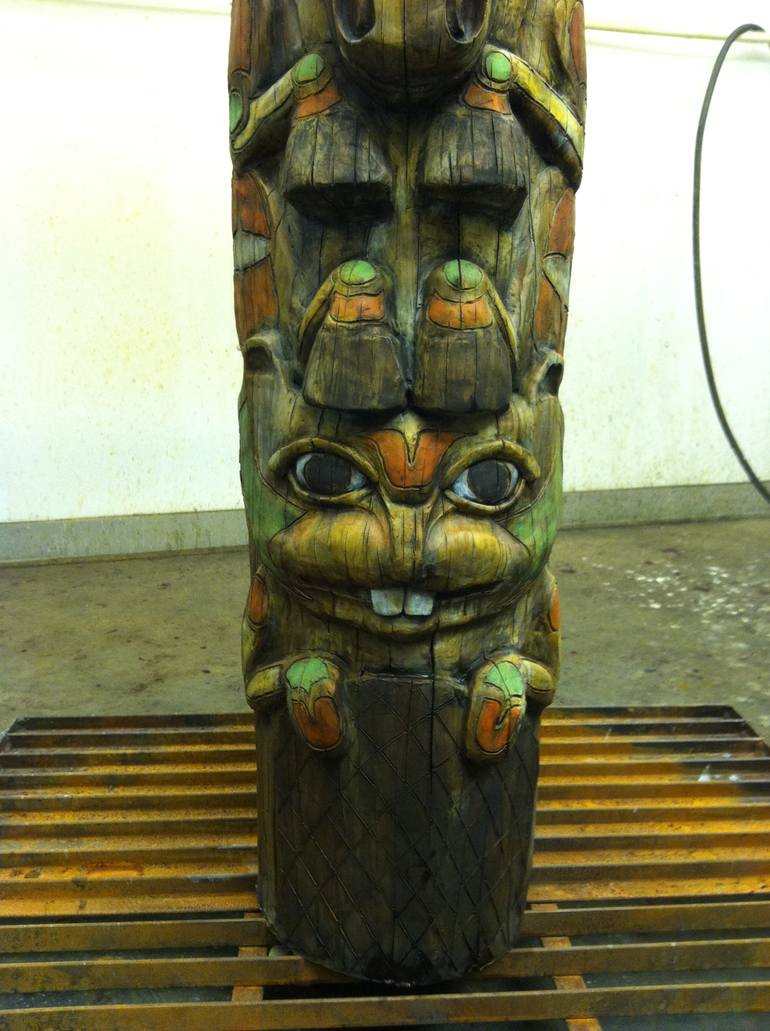 Family Totem Pole Sculpture by Diana McClaran | Saatchi Art
