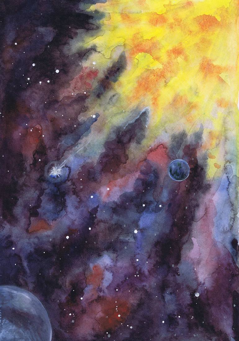 Sun and stars print Painting by Nataly Shustrova | Saatchi Art