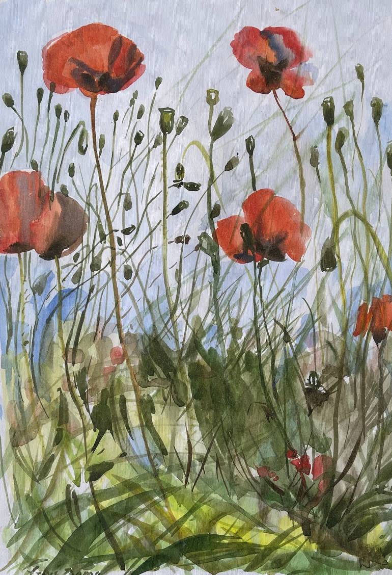 Poppy Flowers Painting by Andret Varfi | Saatchi Art