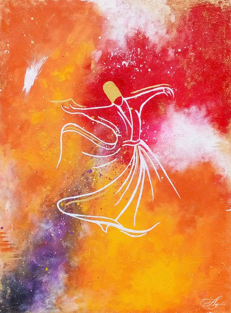 Sufi Whirling Dervish Abstract Painting Painting by Ayesha Art Gallery ...