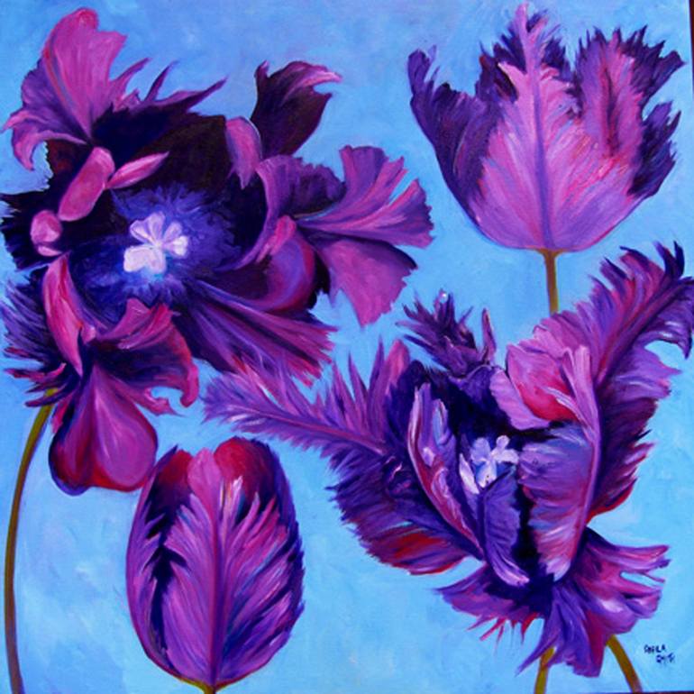 Black Parrot Tulips Painting by Sheila Smith | Saatchi Art