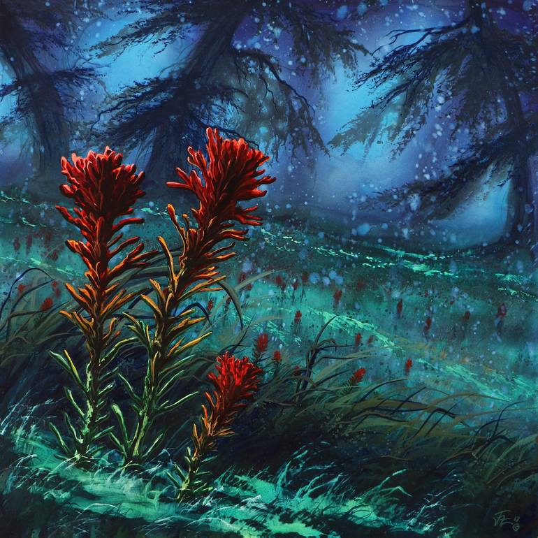 Indian Paintbrush Painting by Joseph Ziolkowski | Saatchi Art