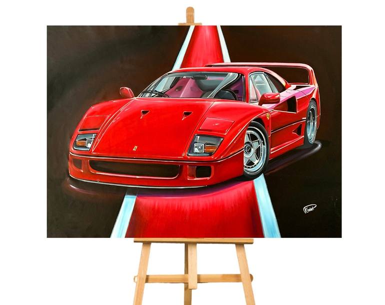 Realistic Ferrari F40 Painting Painting by Pascal Goebel | Saatchi Art