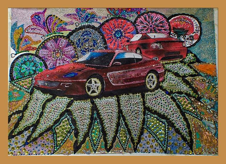 Red Ferrari (La Ferrari Rossa) Collage by Loredana Loddo | Saatchi Art