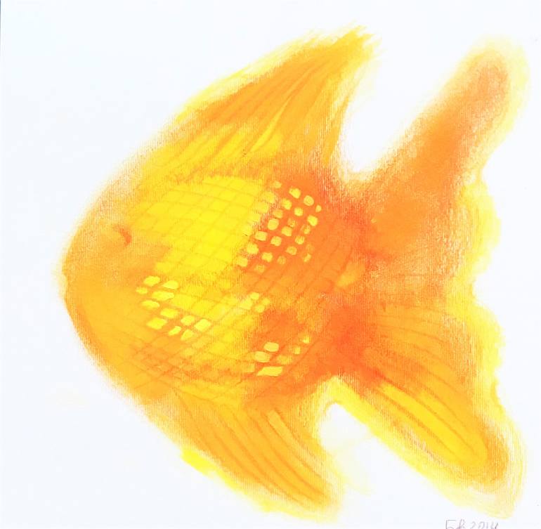 Yellow Fish Painting by Nino Chitaishvili | Saatchi Art