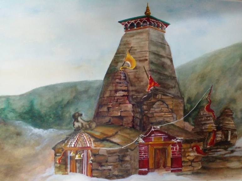 Tungnath Mahadev Uttaranchal Painting by Sandhya Prasad | Saatchi Art