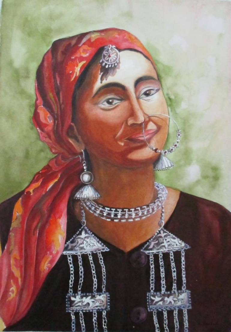 Kumaoni girl Painting by Sandhya Prasad | Saatchi Art