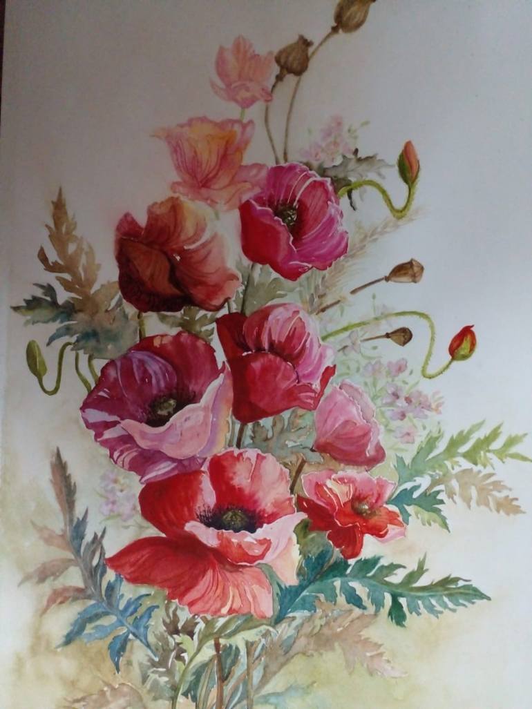Poppies Painting by Sandhya Prasad | Saatchi Art