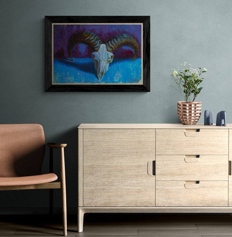 Ram in Blue Painting by Efrem Bertini | Saatchi Art