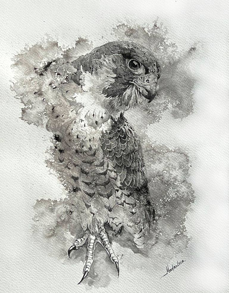 Hunting Birds Drawing by Nurlan Mendikulov | Saatchi Art