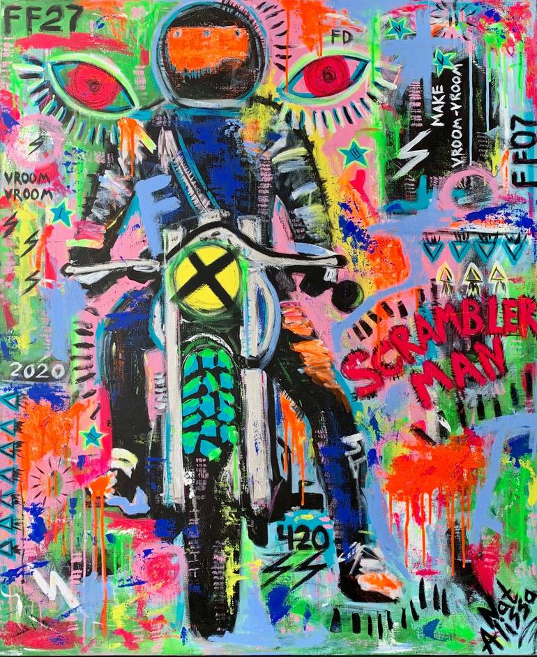 Scrambler man Painting by Natalissa Art | Saatchi Art