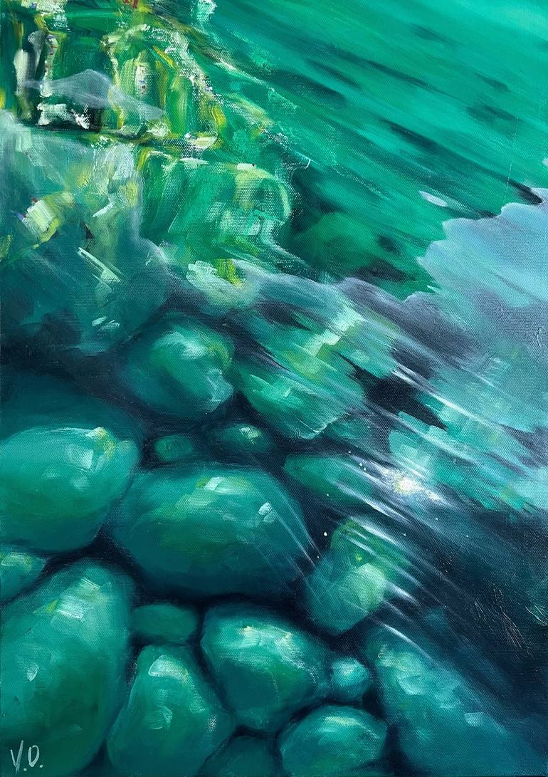 Underwater rocks Painting by Valeria Ocean | Saatchi Art