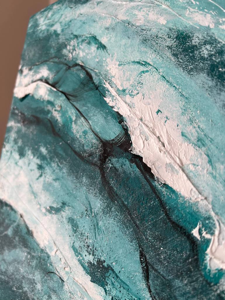 Huge collision - azure dark deep high textured water painting Painting ...