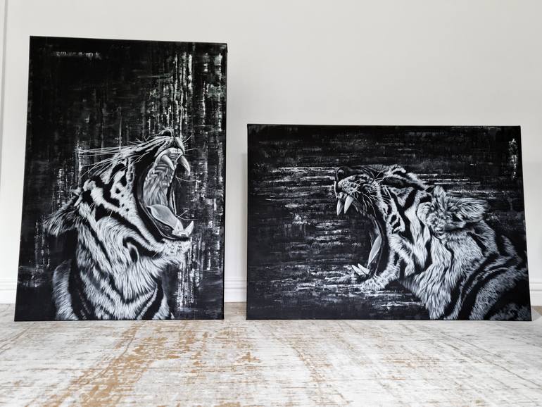 Ferocity Series (Black and White) Painting by Dominic Moore | Saatchi Art