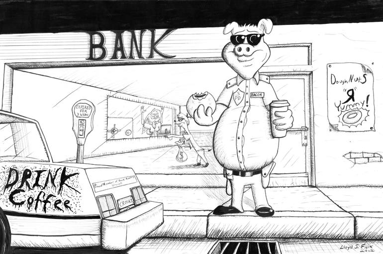 Tools of a Bad Cop Drawing by Lloyd Fleck | Saatchi Art