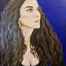 Hand Drawn Woman Portrait, Blue Color Painting Painting by Anna Levit | Saatchi Art